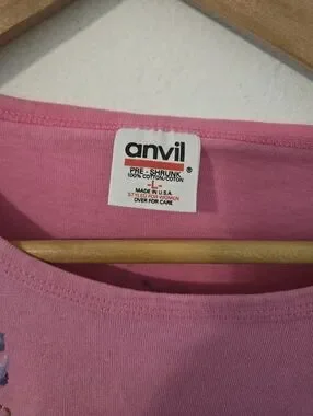 Anvil | Tops | Vintage Hand Painted Flower Pink T Shirt Womens Large ...